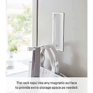 Yamazaki Home Tower Magnetic Folding Hook for Wall Door Or Refrigerator, Collapsible Coat, Bag Or Umbrella Metal Hanger - Steel