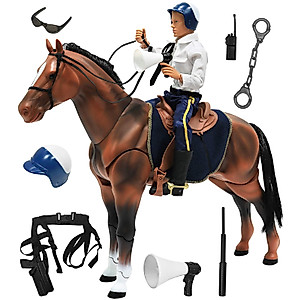 Click N' Play Police on Horse 12" Action Figure Play Set with Accessories