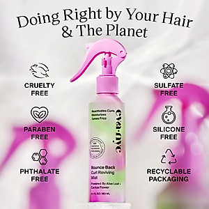 Eva NYC Bounce Back Curl Reviving Hair Mist, Hydrating Refresher with Aloe, GMO-Free Curly Hair Texture Spray, 5.4 fl oz