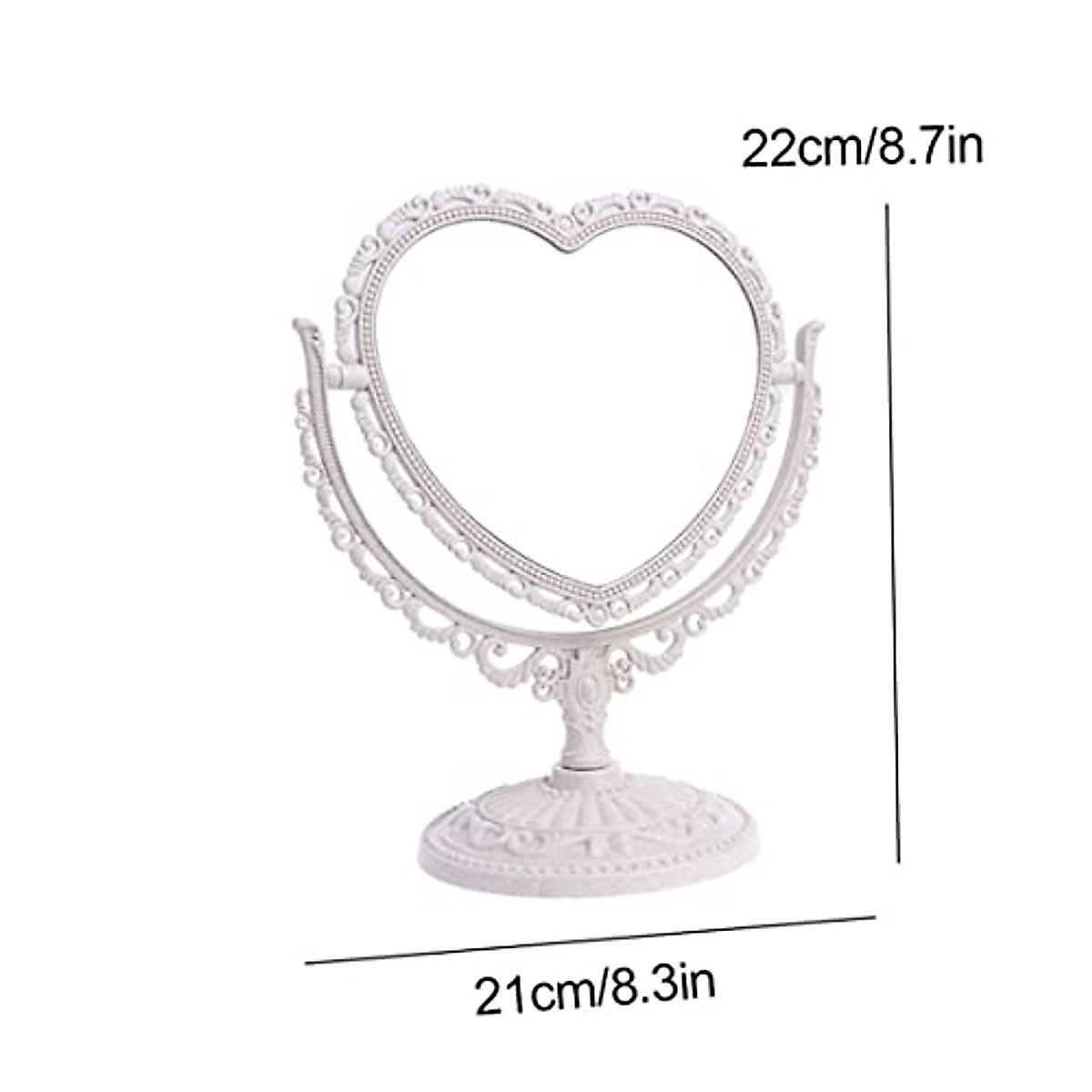 Jorzer Makeup Mirror Heart Shaped Rotatable Double Sided Desktop Cosmetic Vanity Mirror Stand Table Plastic Dresser Heart Shape Mirrors Cosmetic Tool