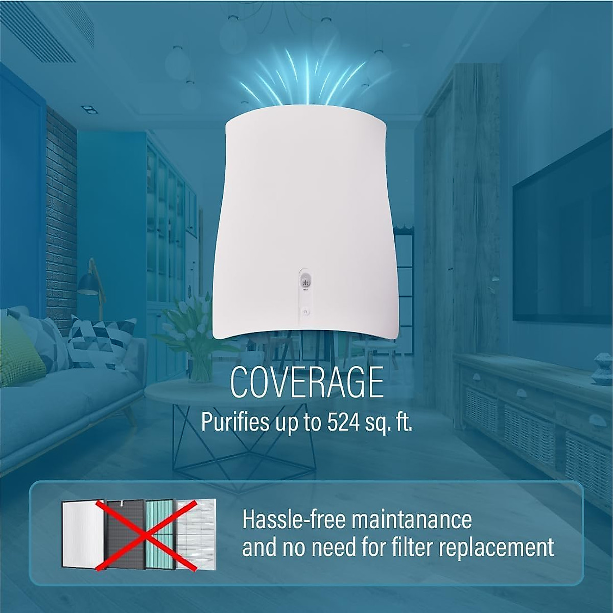 Sunstar QAIS Air Purifier Stand Bundle for Strong Odor, Viruses & Bacteria - Filterless, Quiet Wall-Mount Air Cleaner for Home, Bedroom - Pet Odor Eliminator, Cat Litter, Ammonia, Strong Smell Remover