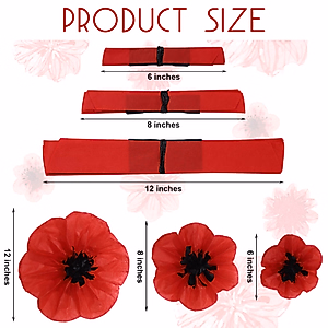 WILLBOND 18 Pcs Artificial Halloween Red Poppy Flowers Large Poppies Fake Flowers Veterans Day Carnival Paper Flower Back to School Backdrop