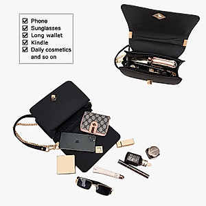 Women Black Quilted Purse Lattice Stylish Clutch Small Crossbody Shoulder Bag with Chain Strap