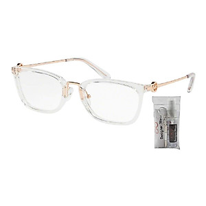 Michael Kors MK4054 CAPTIVA 3105 52M Crystal Clear Rectangular Eyeglasses For Women+ BUNDLE with Designer iWear Eyewear Kit Care Kit