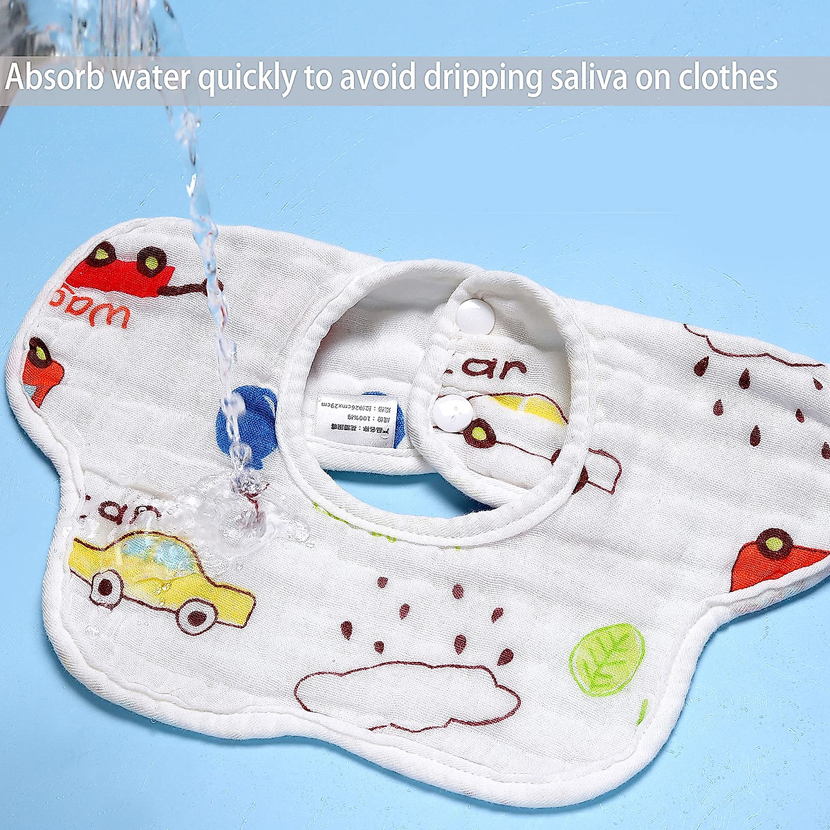 6pcs Baby Petal Bibs 360Degree Rotating Multicolor 100percent Cotton Super Soft and Absorbent with 8 Layers of Gauze Suitable for 03 Years Old Boys and Girls Who Are Teethi