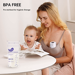 TSRETE Breastmilk Storage Bags Temperature Sensing Discoloration - 120 Count Leak Proof Double Zipper Seal Self Standing Breastmilk Bags for Breastfeeding, Space Saving for Refrigeration - 6 OZ/180ml