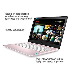 2021 HP Stream 14" HD SVA Laptop Computer, Intel Celeron N4000 Processor, 4GB RAM, 64GB eMMC Flash Memory, Intel UHD Graphics 600, 1-Year Office, Bluetooth, Win 10S, Rose Pink, 32GB SnowBell USB Card