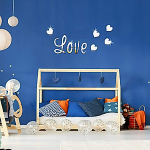 Love Live Laugh Wall Stickers Decals Silver Heart Mirror Wall Decor for Bedroom Living Room DIY Decoration
