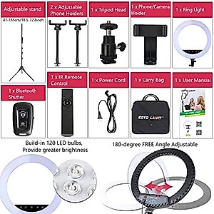 21 inch LED Ring Light with Tripod Stand, Large Selfie Ring Light with Touch Panel for YouTube Vlog Video Shooting, Makeup Studio Portrait with Carrying Bag and Remote Controller, CRI>97