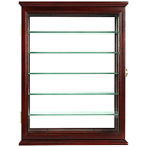 36 Shot Glass Display Case Wall Cabinet Holder Rack with Glass Door - Cherry Finish (SCD06B-CH)