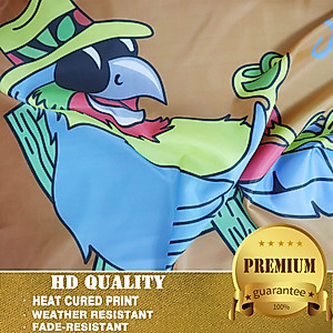 It's 5 O'Clock Somewhere Flag 3x5 Ft Sign Outdoor -Four Rows Stitching Fly End-Tropical Summer Holiday Five O'Clock Somewhere Novelty Party Parrot House Flag