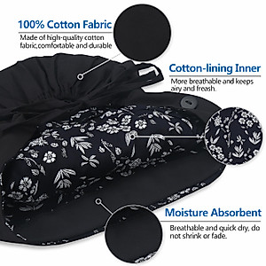 QBA Adjustable Working Cap with Button, Cotton Lined Hat, Cotton Working Hat Sweatband, Elastic Bandage Tie Back Hats for Women & Men, One Size, Cotton-Lined Black