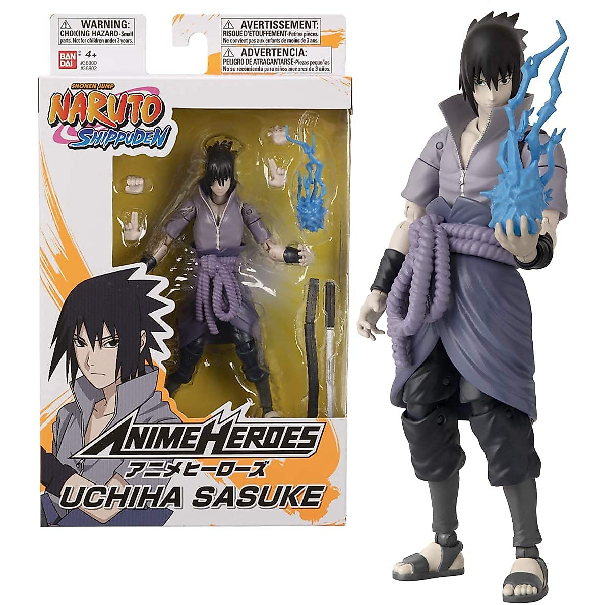 Bandai Naruto Anime Heroes Sasuke Uchiha Toy Action Figure Toy Bundle with 2 My Outlet Mall Stickers