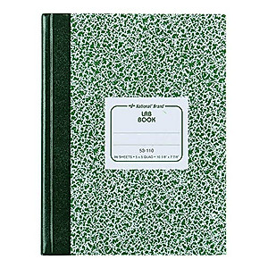 National Lab Notebook, Quadrille Rule (5 sq/in), Green Marble Cover, (96) 10.13 x 7.88 Sheets