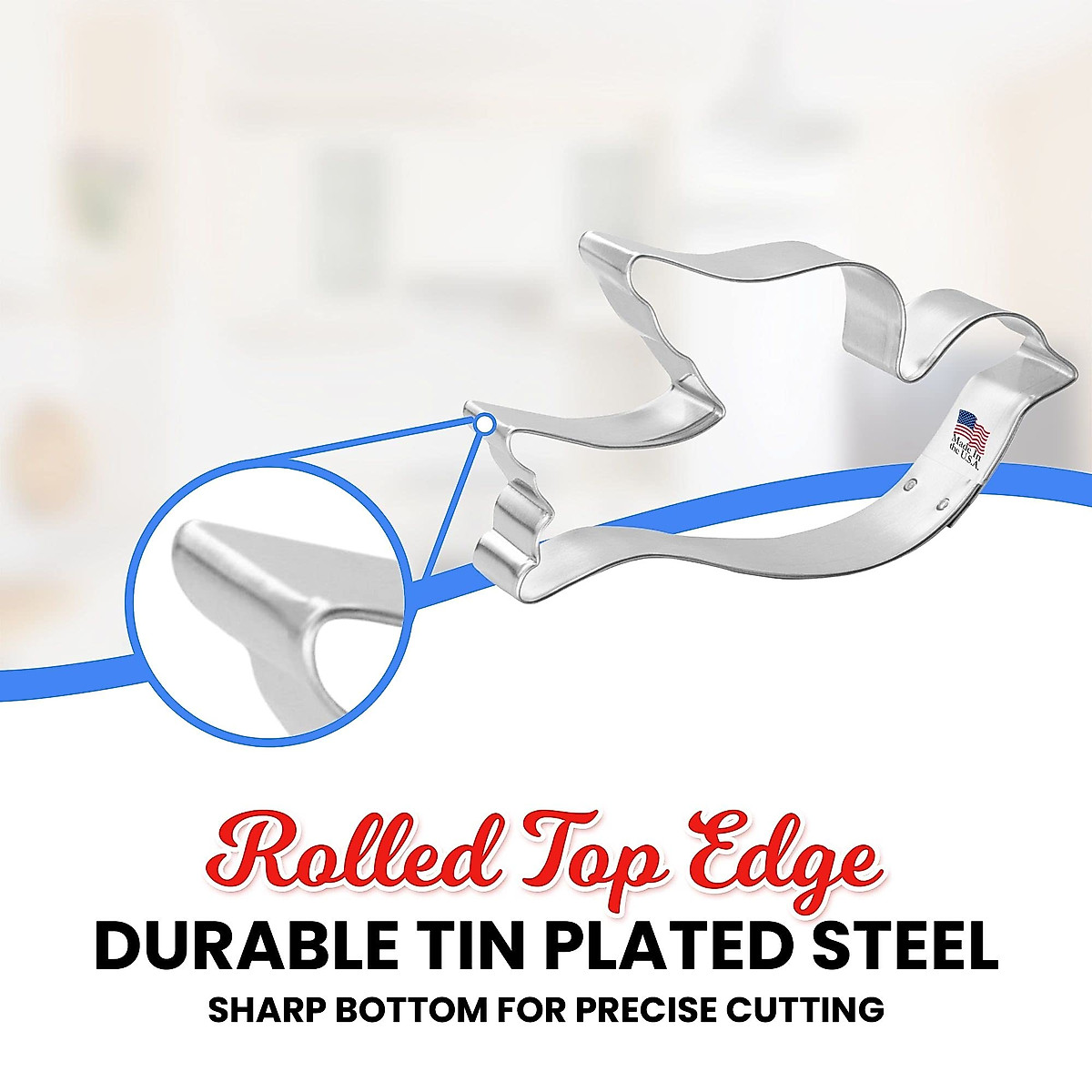 Foose Dove Cookie Cutter 4.25 Inch –Tin Plated Steel Cookie Cutters – Dove Cookie Mold