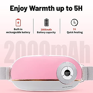 Heating Pads for Cramps, Menstrual Portable Cordless Heating Pad with 4 Heat Levels and 4 Massage Modes, Heating Pad Gift for Back Pain Gift for Women (Pink)