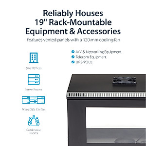 StarTech.com 2-Post 6U Wall Mount Network Cabinet w/ 1U Shelf, 19" Wall-Mounted Server Rack for Data Computer Equipment