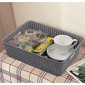Zerdyne 4-Pack Storage Basket Tray, Plastic Paper Storage Basket Tray, Gray