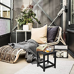 MATTIN Outdoor Side Table, Patio Side Table, Acacia Side Table Great for Outdoor Weather - Perfect for Pool Deck, Beach, Garden, Porch, Square Outdoor End Tables - Classic Black (Black-1Pack)