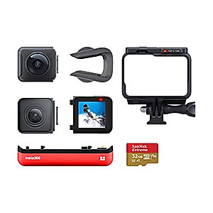 Insta360 ONE R Twin Edition Memory Card Bundle – 4K Action Camera & 5.7K 360 Camera with Interchangeable Lenses, Stabilization, IPX8 Waterproof, Touch Screen, AI Editing