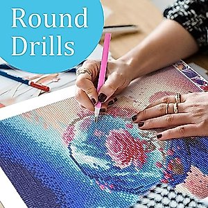 FOXKISS Landscape Diamond Art Painting Kits for Adults - Full Drill Diamond Dots Paintings for Beginners, Round 5D Paint with Diamonds Pictures Gem Art Painting Kits DIY Adult Crafts Kits