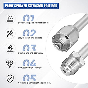 LEIFIDE 9 Pcs Airless Sprayer Gun Hose Kit 50ft 3600psi High Pressure Fiber Tube with Extension Rod Pole 313 415 517 Tip and Tip Guard Swivel Joint Paint Sprayer Hose Set for Homes Buildings (Blue)