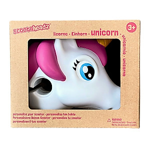 Scootaheadz - Unicorn Scooter Accessories Personalise Your Ride - Unicorn Scooter Head for Kids Ages 3 and Up - Great Scooter Gift for Girls - Ages 3 and Up - White and Pink
