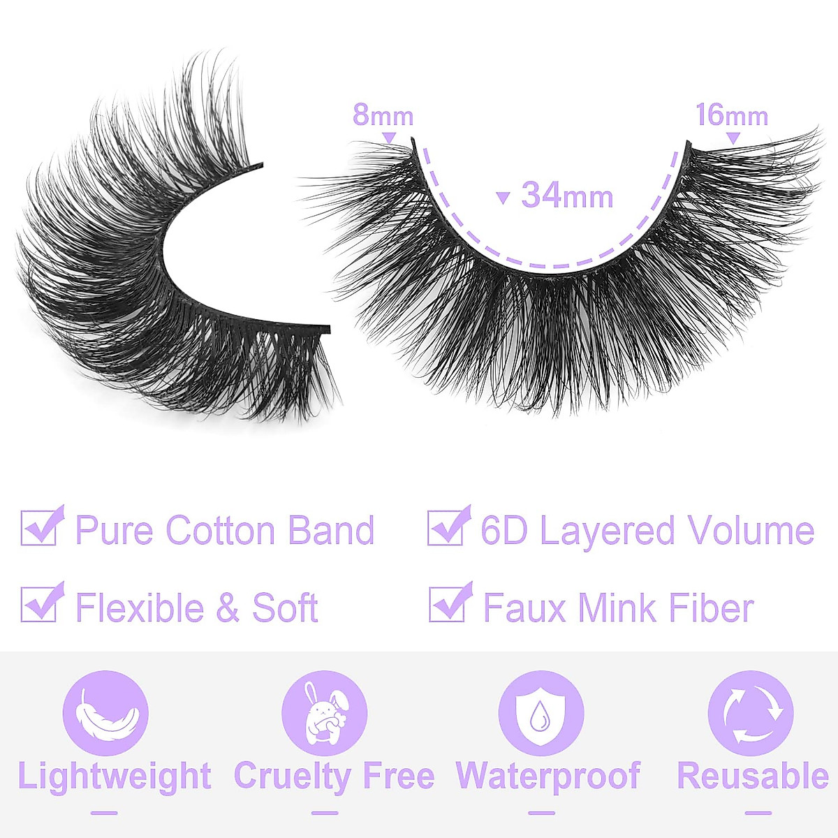 Lashes That Look Like Extensions False Eyelashes Natural Look Fluffy Wispy Faux Mink Lashes 16mm Fake Eye Lashes Pack by Kiromiro