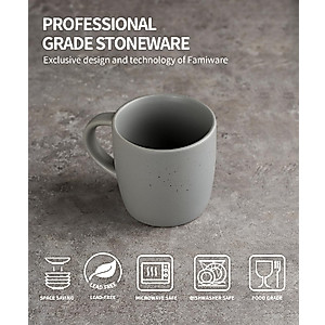 famiware Speckled Coffee Mugs Set of 4, 13oz Large Stoneware Coffee Mugs, Modern Coffee Mugs Set with handle for Tea, Latte, Cappuccino, Milk, Cocoa, Dark Grey………