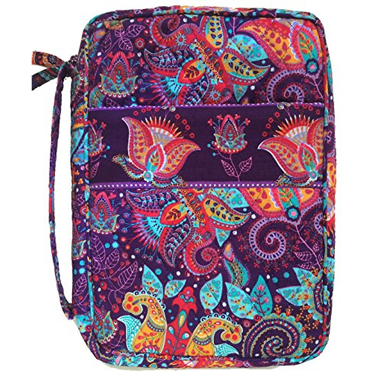 DIWI Quilted Bible Cover Extra Large Sizes 11.25 X 8.25 X 2.75 Inches Good Book Case (XL, C1 Purple Garden)