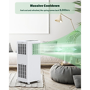 NeepNuuk Portable Air Conditioners with Remote Control, 8000 BTU Air Conditioner Portable, 3-IN-1 Quiet AC Unit, 2 Speeds, 24H Timer,Energy Savings for Room Bedroom Office, White