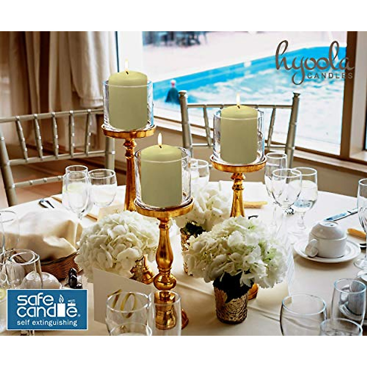 HYOOLA Ivory Pillar Candles 2-inch x 4-inch - 24 Pack Unscented Bulk Pillar Candles - European Made