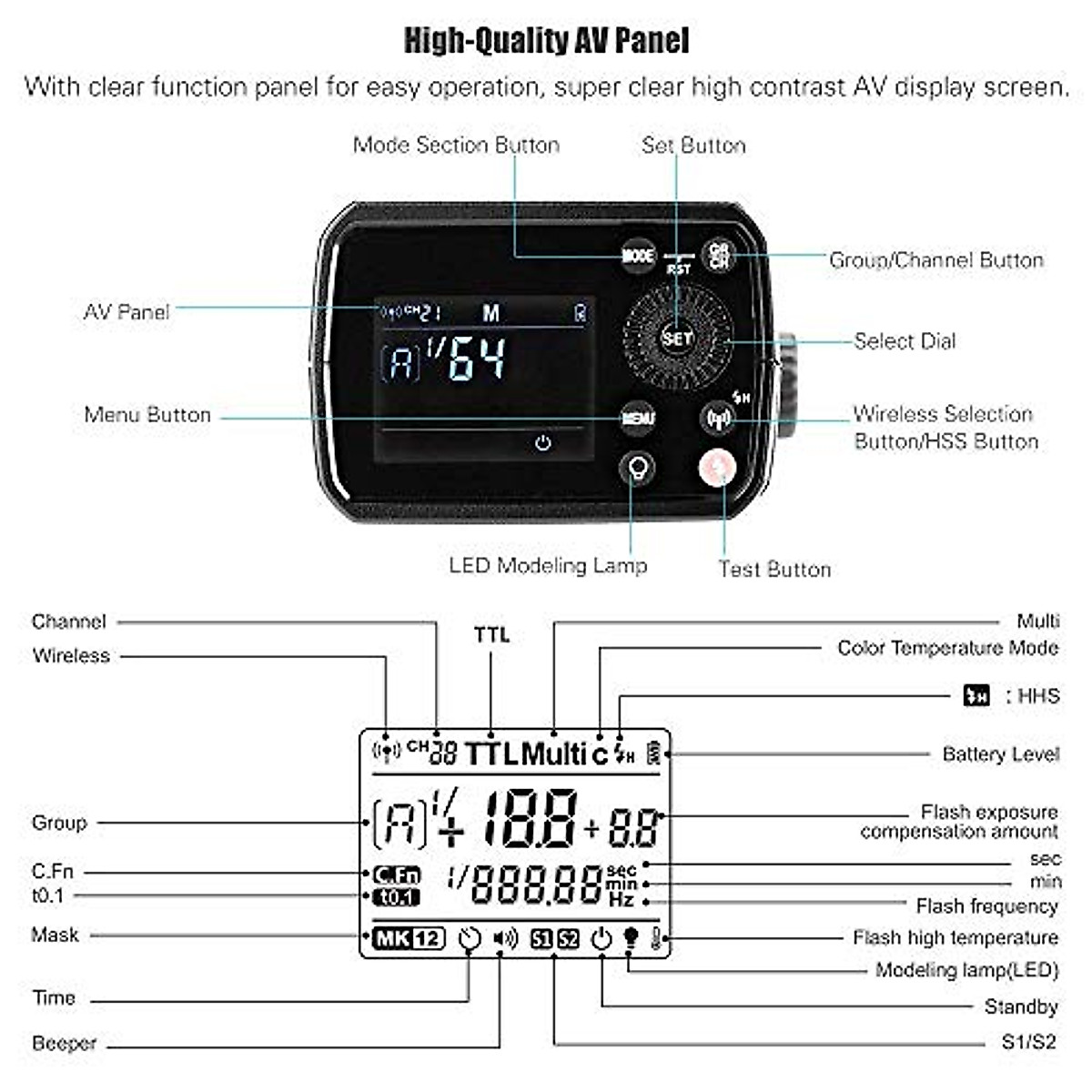 Godox AD200 Pro AD200Pro Flash Strobe Monolight, TTL Pocket Flash Speedlite, 2.4G 200W 1/8000s HSS 2900mAh Li-ion Battery, 500 Full Power Flashes, Bare Bulb/Speedlite Fresnel Flash Head