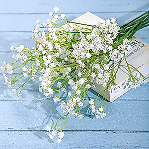 YSBER 10Pcs Baby Breath/Gypsophila Artificial Fake Silk Plants Wedding Party Decoration Real Touch Flowers DIY Home Garden(White)