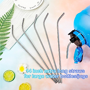 8 Pieces 14 Inch Stainless Steel Straws Long Drinking Straws for 100 oz Tumblers, Reusable Metal Drinking Straws Extra with 4 Pieces Cleaning Brush (Silver)