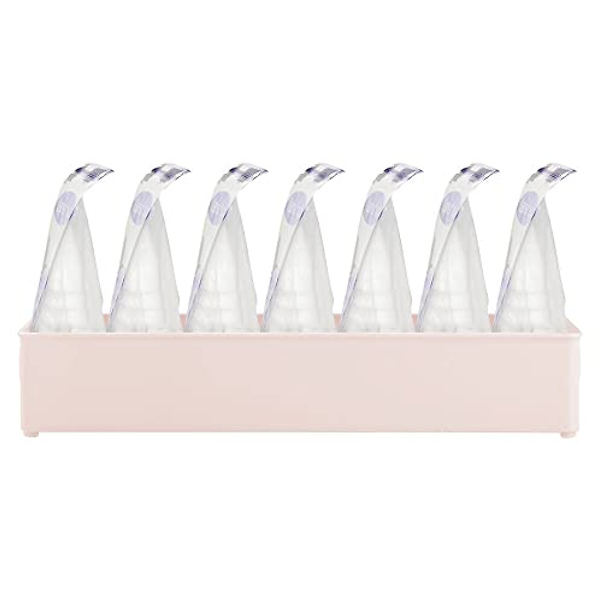mDesign Storage Organizer Bin for Kitchen Cabinet, Pantry, Refrigerator, Countertop - Breast Milk, Bottles, Sippy Cups, Kids/Toddlers Food Pouches, Baby Food Jars, 2 Pack - Light Pink/Blush