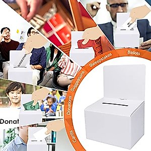 GRAWUN suggestion boxes with slot,raffle ticket boxs,raffle donations boxs, suggestion boxes with removable header，for Collecting Card Tickets And Voting Contest (3 Pack，White)