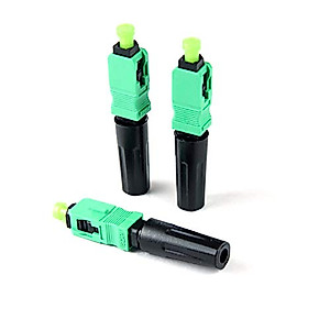 100pcs LEITE SC APC Fiber Optic Quick Connector with Matched Tools Fiber Reusable Connectors Single Mode SM 9/125 Mechanical Fast Connectors Adapter for FTTH CATV Network Instrument