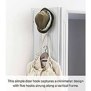 Yamazaki Home Over The Door Hooks - Vertical Hanging Coat Rack, Steel, Over-the-Door, No Assembly Req., Fits Doors up to 1.375" thick, white