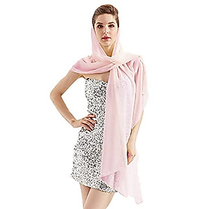 Alivila.Y Fashion Womens Chiffon Scarf Wrap Bridal Wedding Scarves Shawl for Bridesmaid-Lite Pink Chiffon