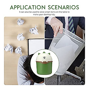 Waste Bins Mini Trash Can Cartoon Desktop Garbage Bin Cute Monster Waste Flipping Basket Wastepaper Container Rubbish Bin Buckets Can for Bedroom Office Makeup Pad Holder