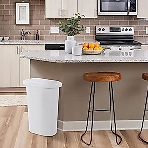 Rubbermaid 13 Gallon Rectangular Spring-Top Lid Kitchen Wastebasket Trash Can for Tall Trashbags, White (2 Pack)