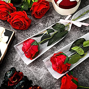 Single Rose Sleeve Bouquet Bags For Flowers Single Floral Packaging Bag Single Flower Wrapping Paper Clear Flower Bouquet Sleeves For Mother's Day Valentine's Day Wedding Birthday Gift (100 Pcs)