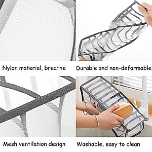 DOUBLE 2 C 3 Pcs Washable Wardrobe Clothes Organizers, 7 Grids Foldable Visible Closet Organizer, Mesh Drawer Separation Storage Box for Jeans, Legging, T-shirt, Baby Kids Clothes