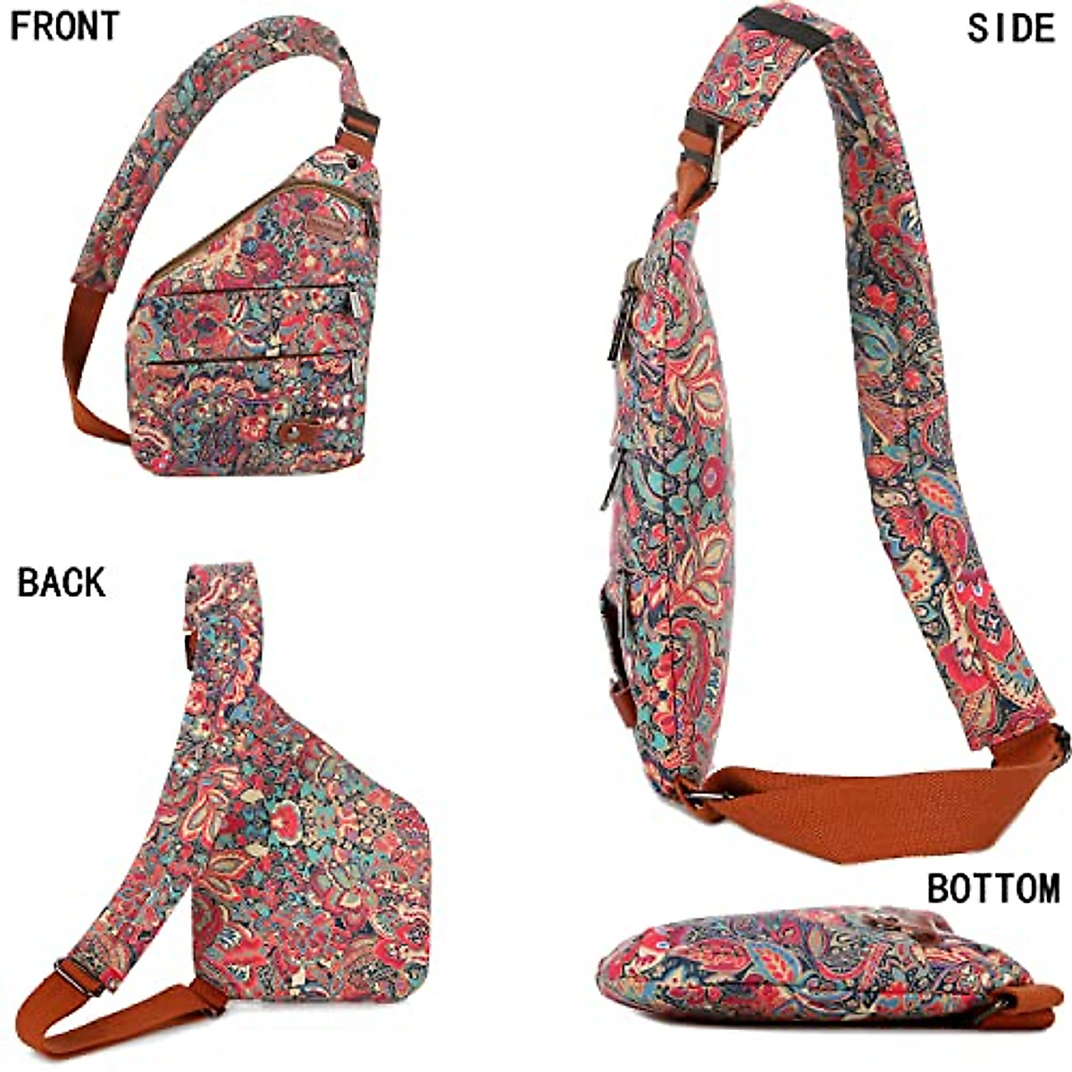 Women's Floral Small Sling Bag Anti Theft Travel purse Bag Crossbody Chest Shoulder Bag XB-16 (HS)