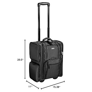 BYOOTIQUE Rolling Makeup Train Case Soft Sided Makeup Storage Cosmetic Organizer Carry on Travel Trolley Suitcase with Heat Isolation Side Pocket 6 Removable Bag for Makeup Artist Hairstylist, Black