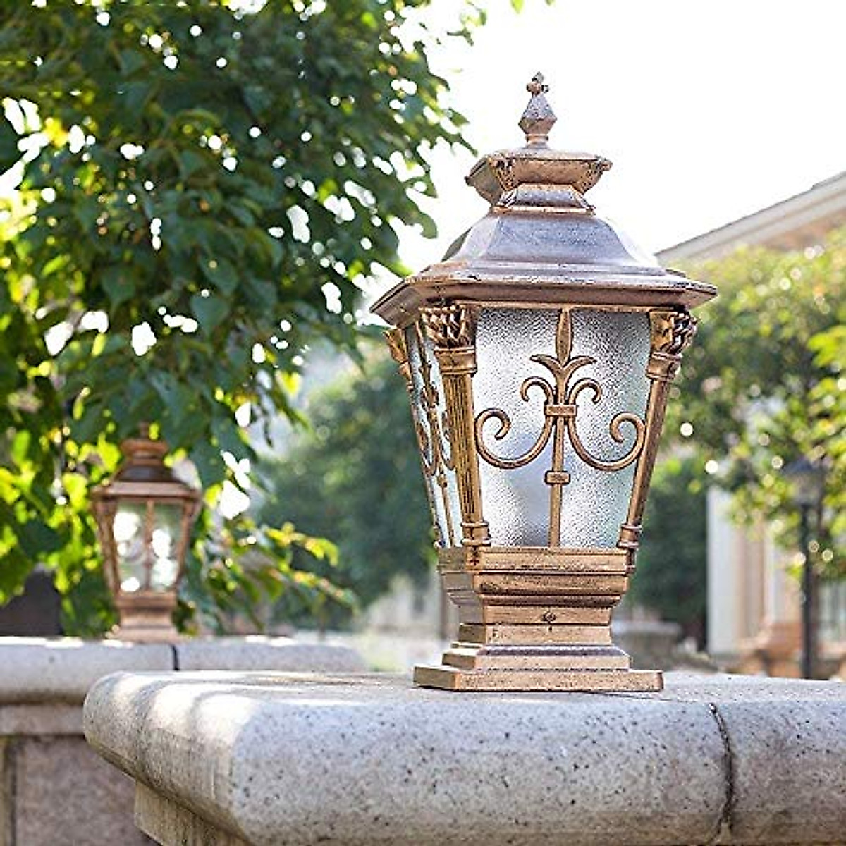 WANGYONGXIANG E27 Outdoor Post Lights,Solar Fence Doorpost Lamp, Outdoor Waterproof Courtyard Wall Courtyard Pillar Villa Gate Lamp,Aluminum Pillar Door Garden Park Home Decorative Lighting Post Light