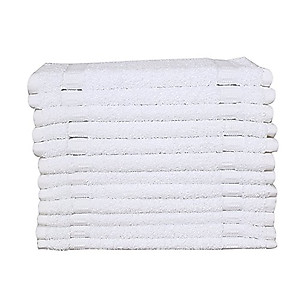 GOLD TEXTILES Premium Washcloths Towel Set (12 Pack, White, 12x12 Inches) Multi-Purpose Soft, Machine Washable Sports & Workout Towels (White, 12 Washcloths)