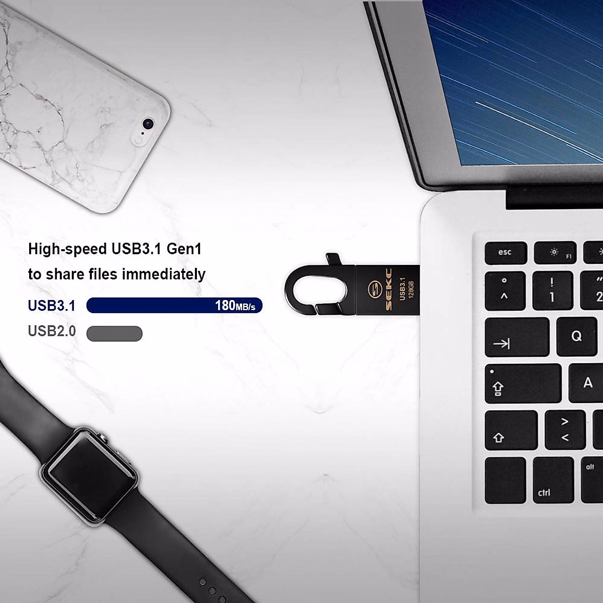 SEKC 128GB USB 3.1 Hook Memoria Flash Drive - SDM32128G