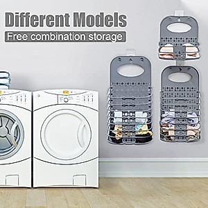 JISON21 Collapsible Laundry Basket Hanging Laundry Hamper With Handle Dirty Laundry Basket, Portable Punch Free Foldable Plastic Laundry Basket For Home, College Dorm